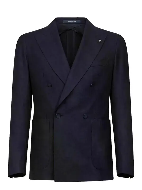Tagliatore Double-breasted Peak Lapel Jacket - Blue