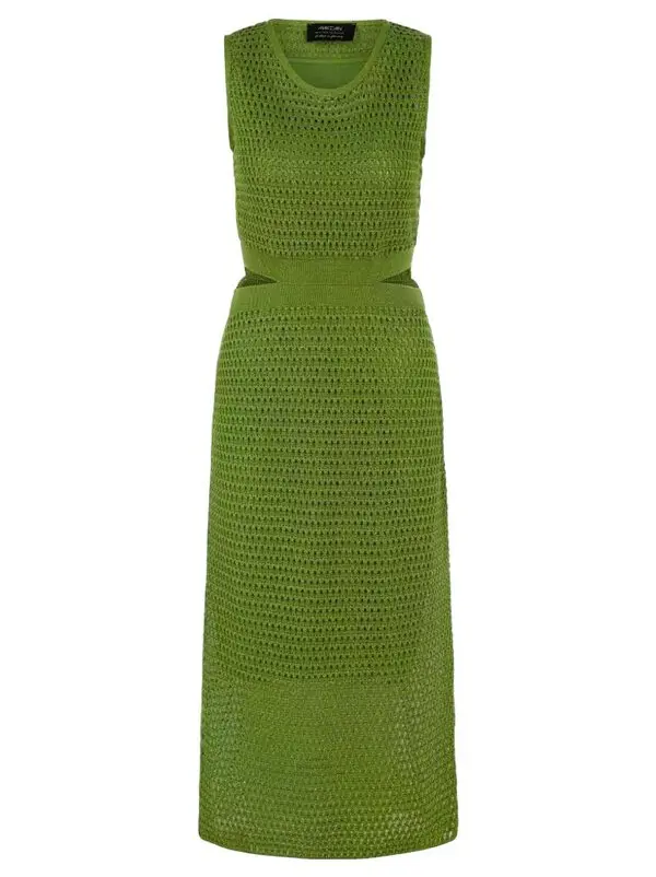 MARCCAIN Openwork Knit Midi Dress - Green