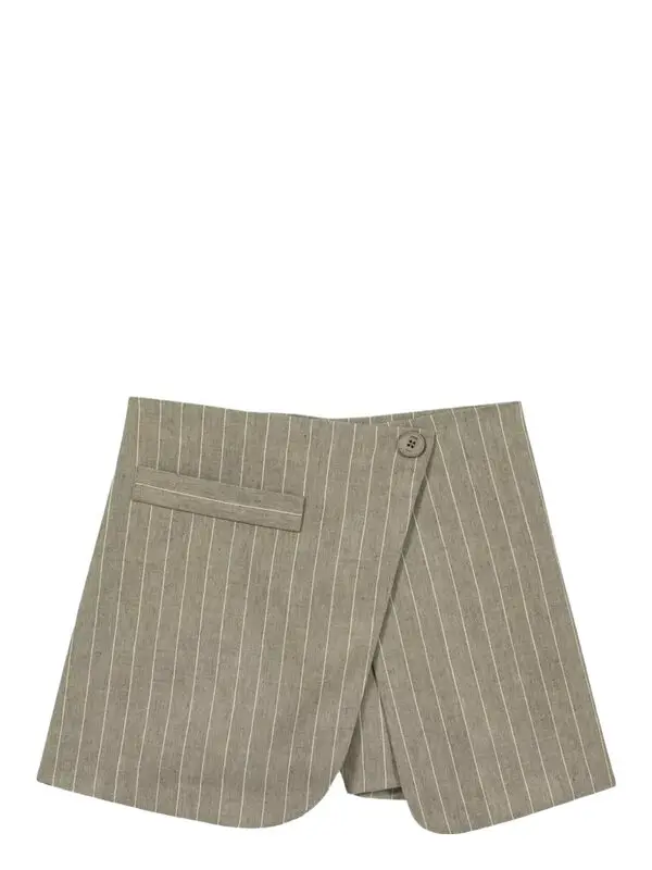 Maje Button Striped Shorts - Grey