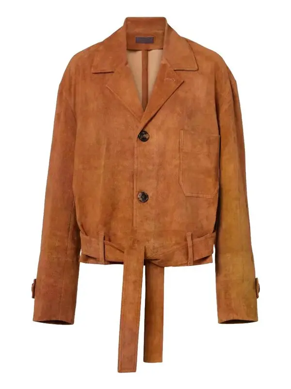 Stouls Belted Leather Jacket - Brown