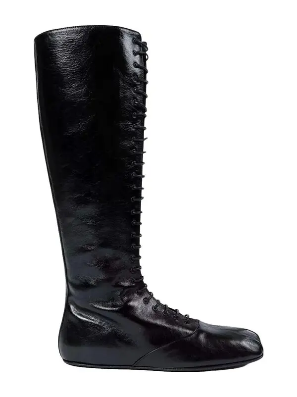 ANN DEMEULEMEESTER Ysha Squared Lace-up High Boots - Black
