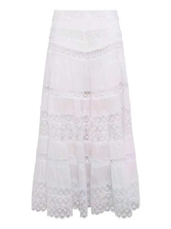 Charo Ruiz Ibiza Lace Tiered Skirt - White