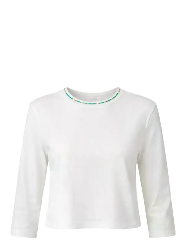 REFORMATION Lewis Beaded-neck T-shirt - White