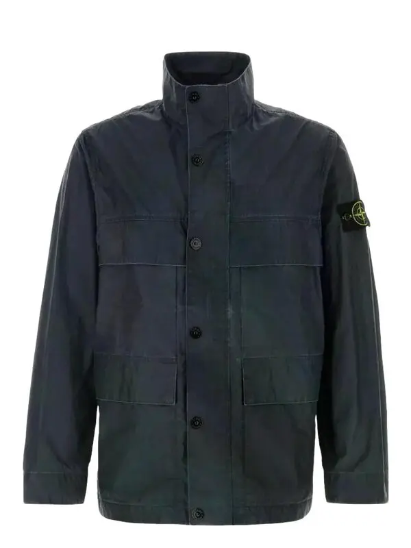Stone Island Pigmented Wax Jacket - Blue