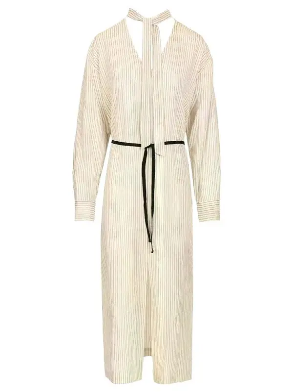 Barena Venezia Striped Tie-neck Dress - Neutrals