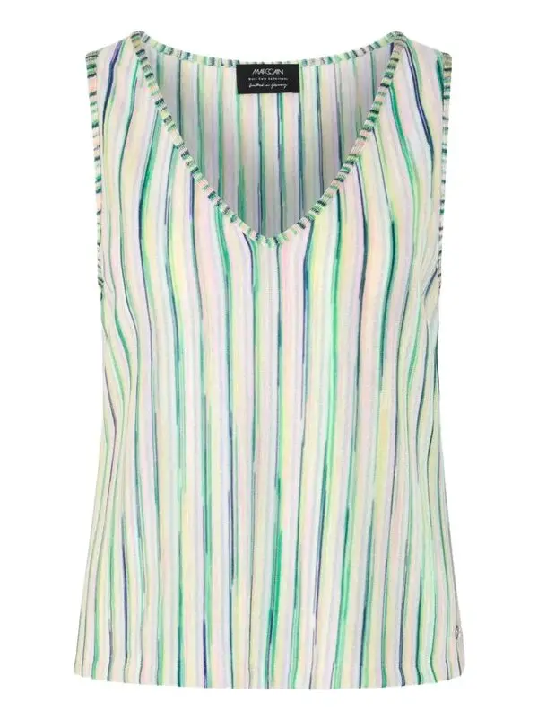 MARCCAIN Striped V-neck Top - Neutrals