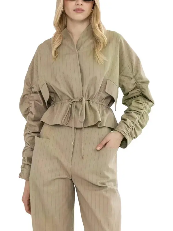 NISSA Striped Cotton Jacket - Neutrals