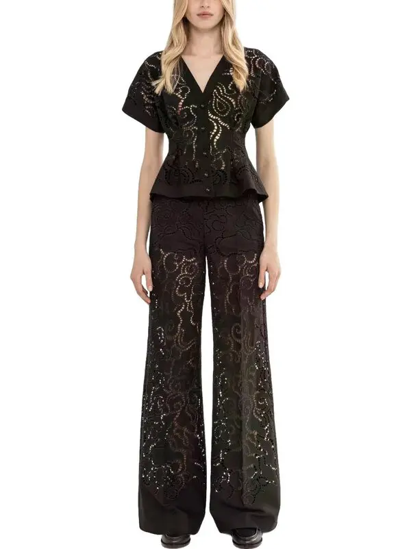 NISSA Floral-embroidered Jacket - Black