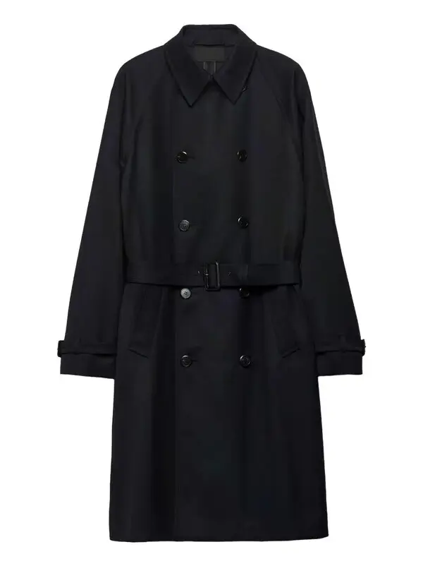 Prada Raglan-sleeve Belted Coat - Blue
