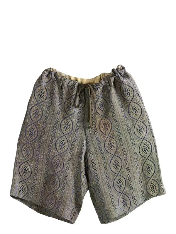 UMA WANG Patterned Drawstring Shorts - Grey