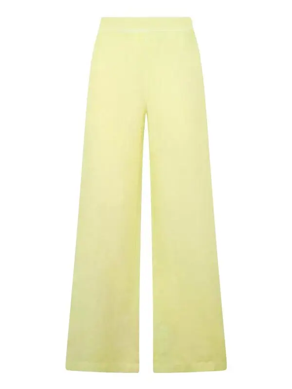 120% Lino Linen Wide-leg Trousers - Yellow