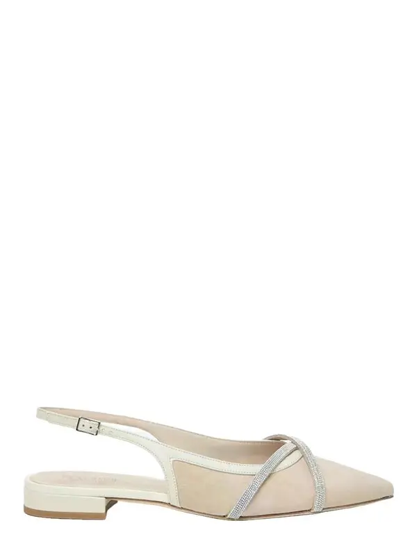 Peserico Embellished-strap Slingback Ballet Flats - Neutrals