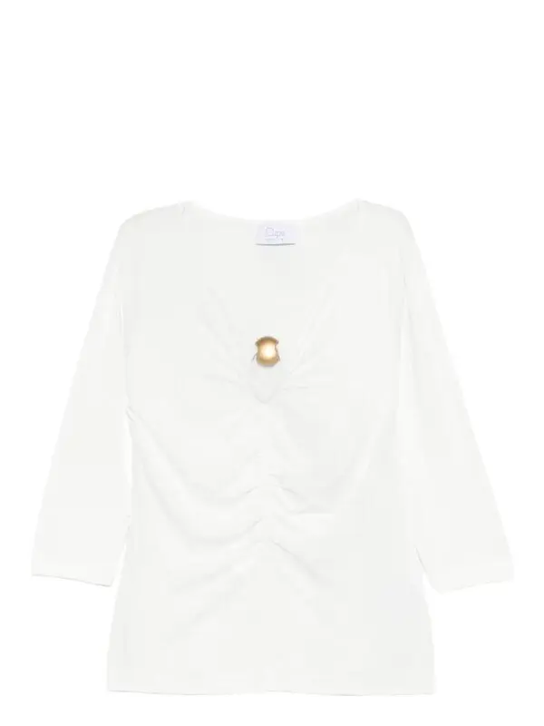 CLIPS Gathered Detail Top - White