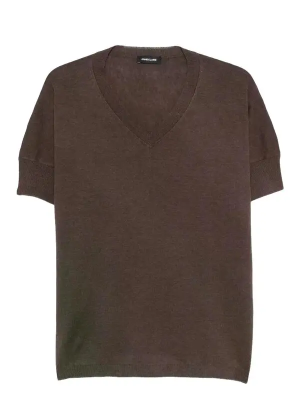 ANNE CLAIRE V-neck Knitwear - Brown