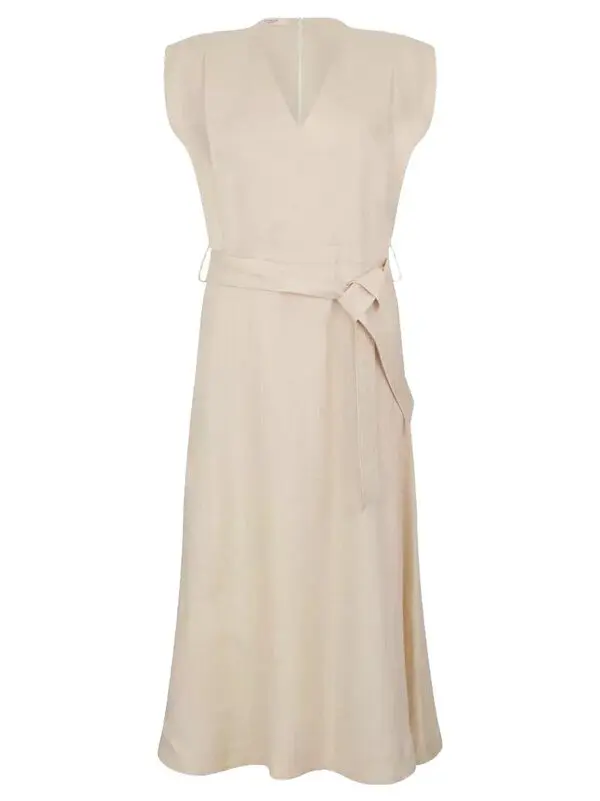 SLOWEAR V-neck Tie Dress - Neutrals