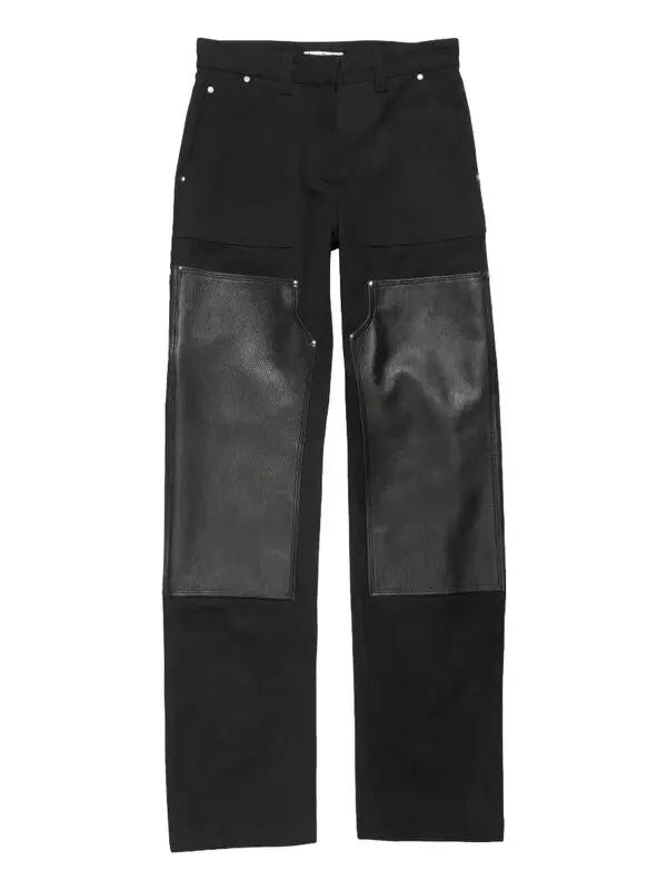 Acne Studios Straight Trousers With Leather Patch - Black