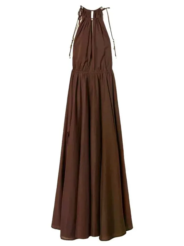 TWINSET Halter Maxi Dress With Slit - Brown