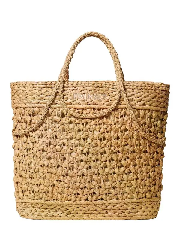 TWINSET Raffia Tote Bag - Neutrals