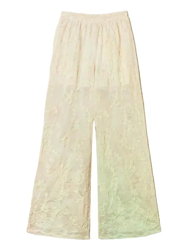 TWINSET Floral Embroidery Palazzo Pants - Neutrals
