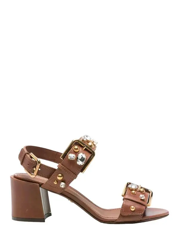 Dolce & Gabbana Embellished Strap Sandals - Brown