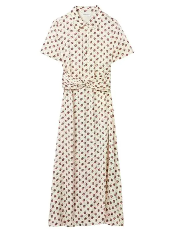 Claudie Pierlot Floral Knotted Midi Dress - Neutrals