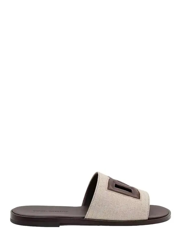 Dolce & Gabbana Logo Appliqué Sandals - Neutrals