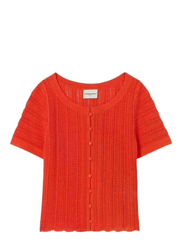 Claudie Pierlot Button Knitted Top - Orange