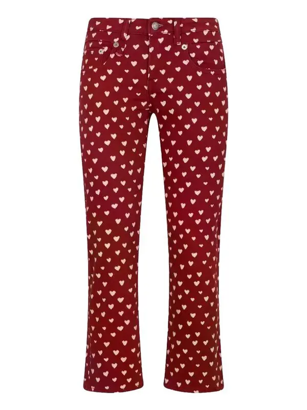 R13 Heart-print Cropped Trousers - Red