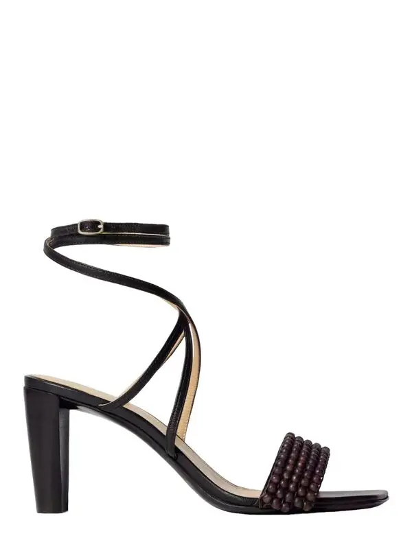 LEMAIRE Beaded Cross Sandals - Brown