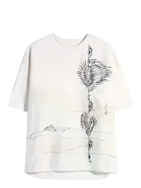 LEMAIRE Button Printed T-shirt - Neutrals
