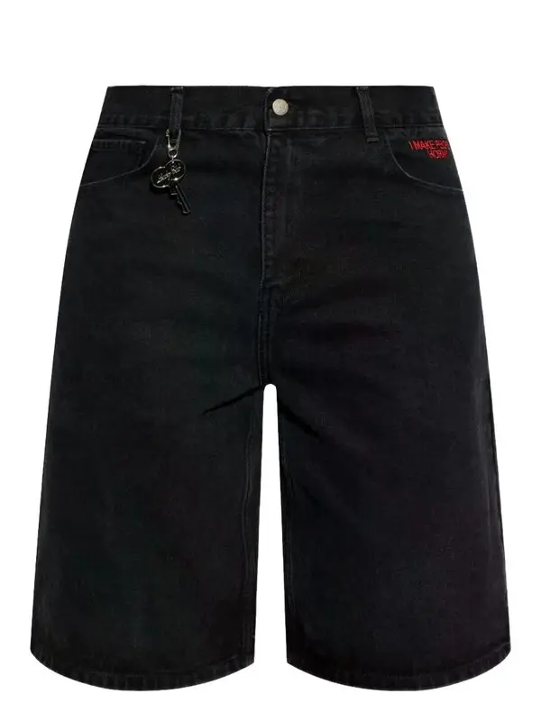 CARNE BOLLENTE Heart-embroidered Shorts - Black