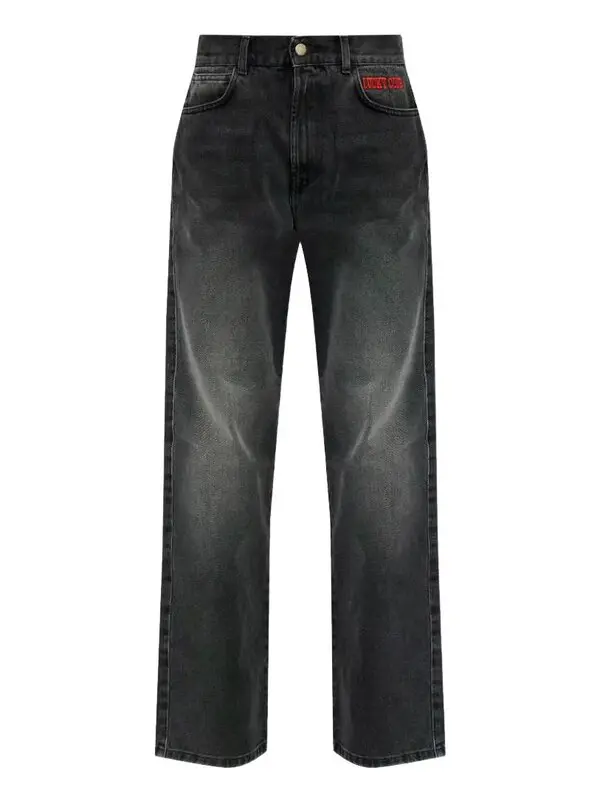 CARNE BOLLENTE Star-embellished Straight Leg Jeans - Black
