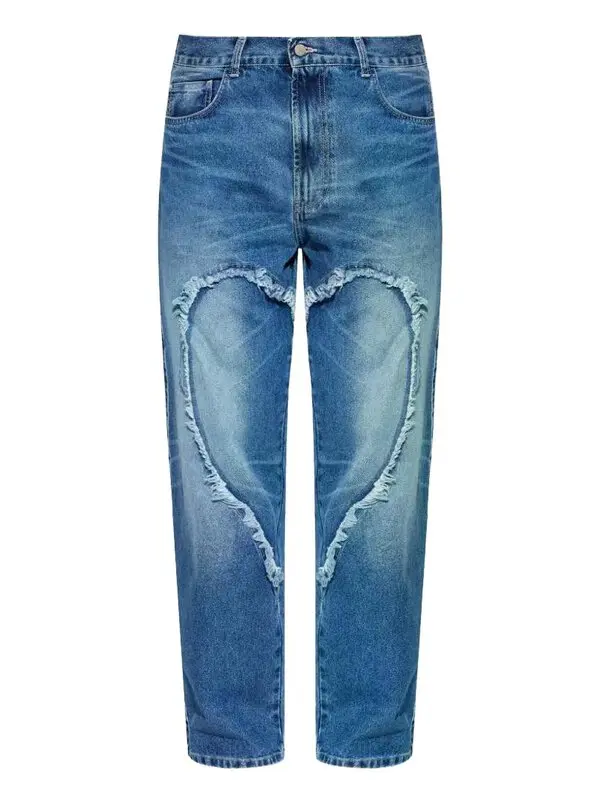 CARNE BOLLENTE Ripped Jeans With Heart Detail - Blue