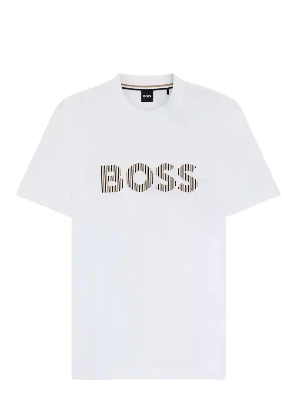 BOSS Striped-logo T-shirt - White