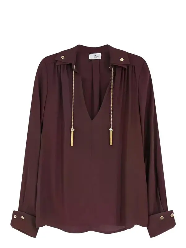 Elisabetta Franchi Tassel Collared Shirt - Brown