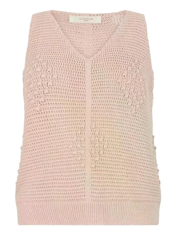SLOWEAR Crochet V-neck Top - Neutrals