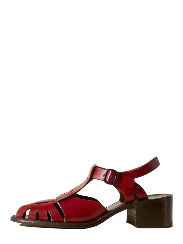 Hereu Pesca Cut-out Heeled Sandals - Red