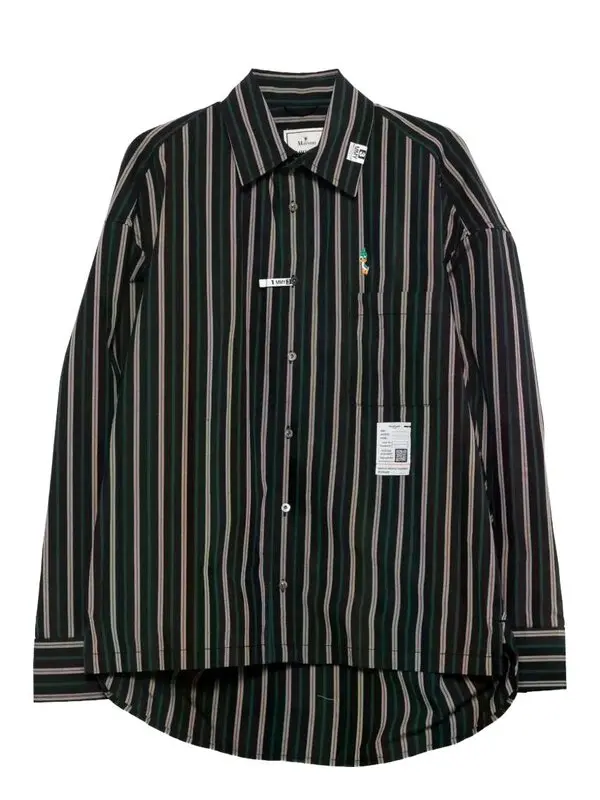 Mihara Yasuhiro Striped Embroidered Shirt - Black
