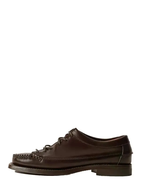 Hereu Priego Lace-up Leather Loafers - Brown