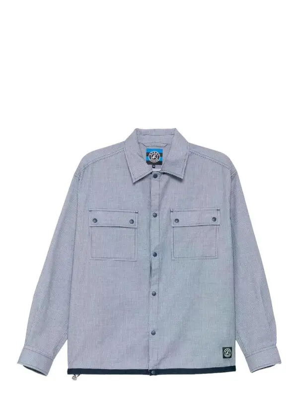 AGNES B. Logo-patched Checked Shirt - Blue