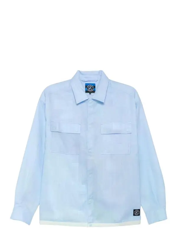 AGNES B. Logo-patched Checked Shirt - Blue
