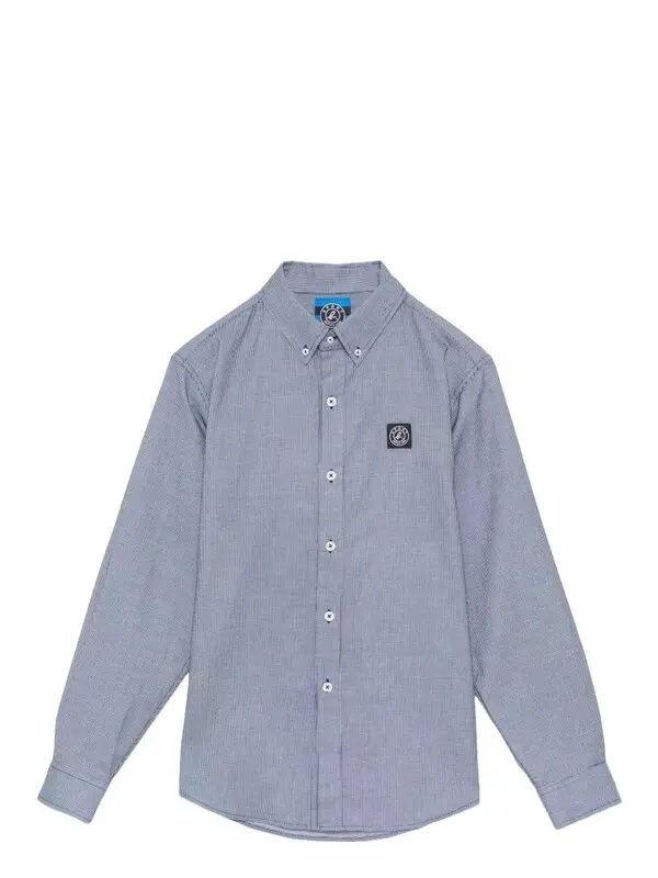 AGNES B. Logo-patched Checked Shirt - Blue