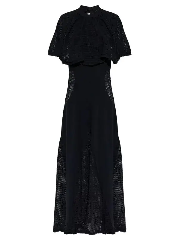 LANVIN Openwork Cape Dress - Black
