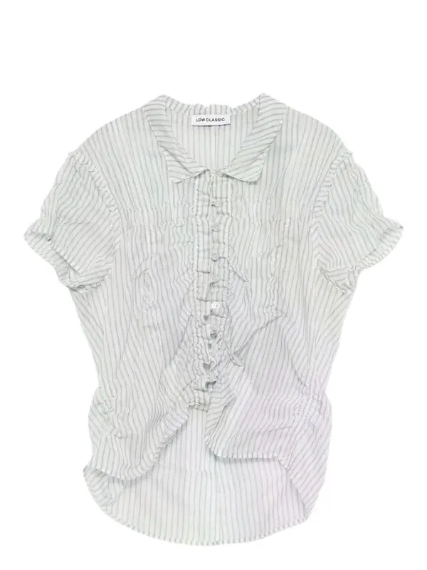 LOW CLASSIC Ruffled Striped Shirt - White