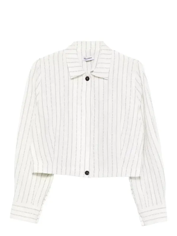 LOW CLASSIC Striped Cropped Jacket - White