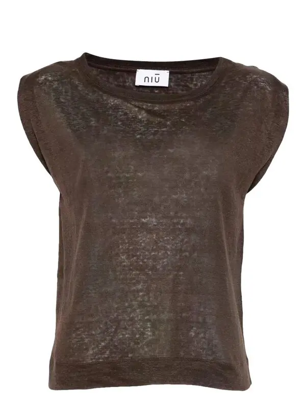 NIU Boat-neck T-shirt - Brown