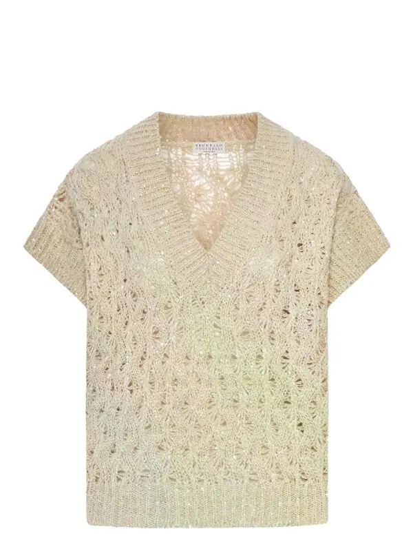 Brunello Cucinelli Pointelle-knit Top - Neutrals