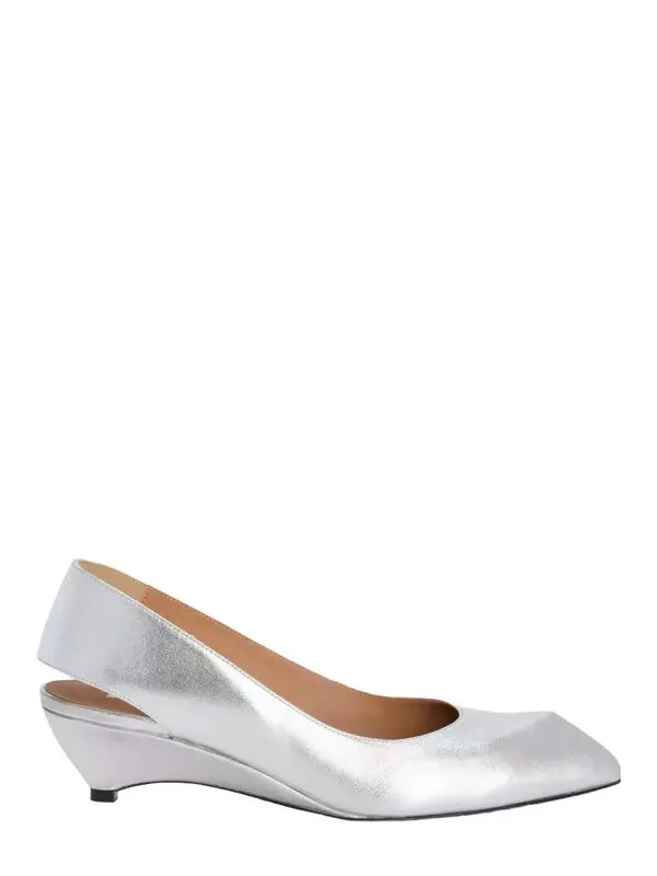 JIL SANDER Laminated Leather Slingback Pumps - Silver