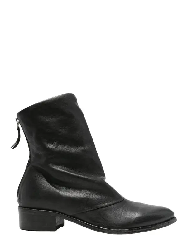 Moma Rigazip Leather Ankle Boots - Black