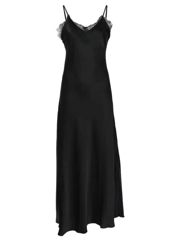 SILKYLICIOUS Lace Trim Maxi Dress - Black